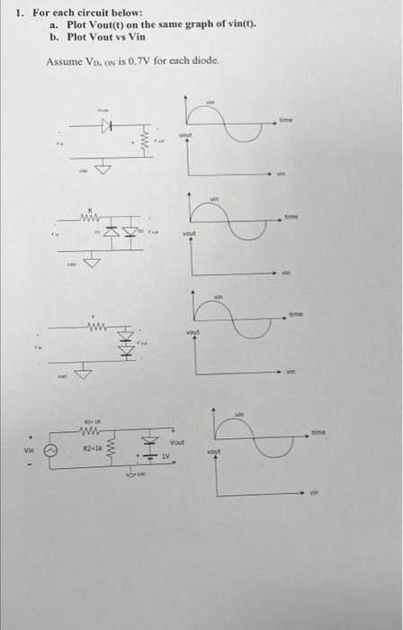 Solved 1 For Each Circuit Below A Plot Voutt On The 