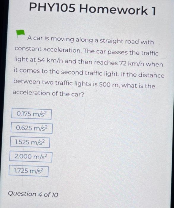 Solved A car is moving along a straight road with constant | Chegg.com