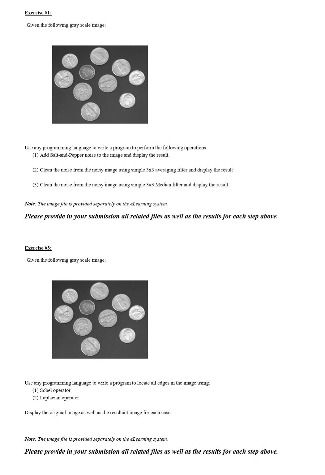 Solved Exercise #1:Given the following gray scale image:Use | Chegg.com
