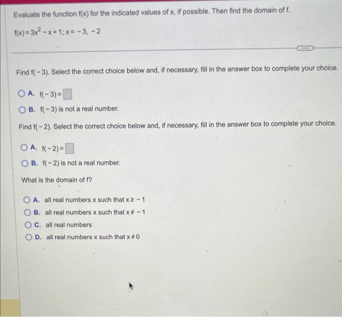 Solved Evaluate the function f(x) for the indicated values | Chegg.com