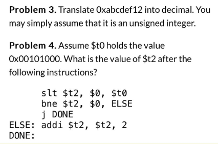 Solved Problem 3. ﻿Translate 0xabcdef 12 ﻿into decimal. | Chegg.com