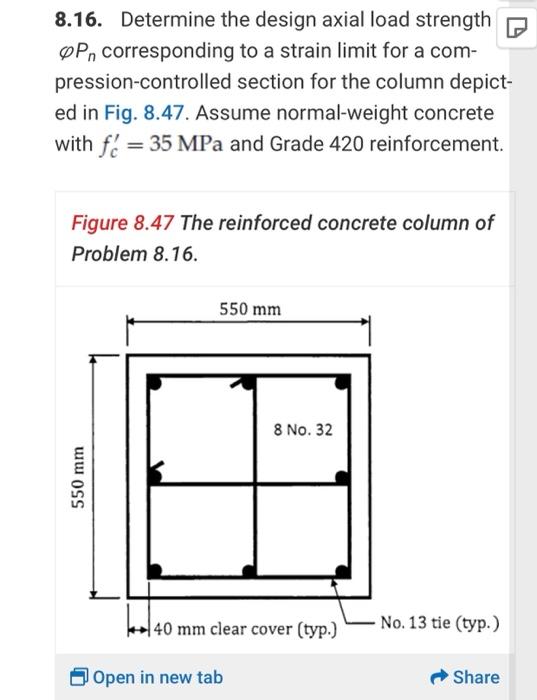 Solved 8.16. Determine the design axial load strength OPn | Chegg.com