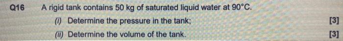 Solved Q16 A rigid tank contains 50 kg of saturated liquid | Chegg.com