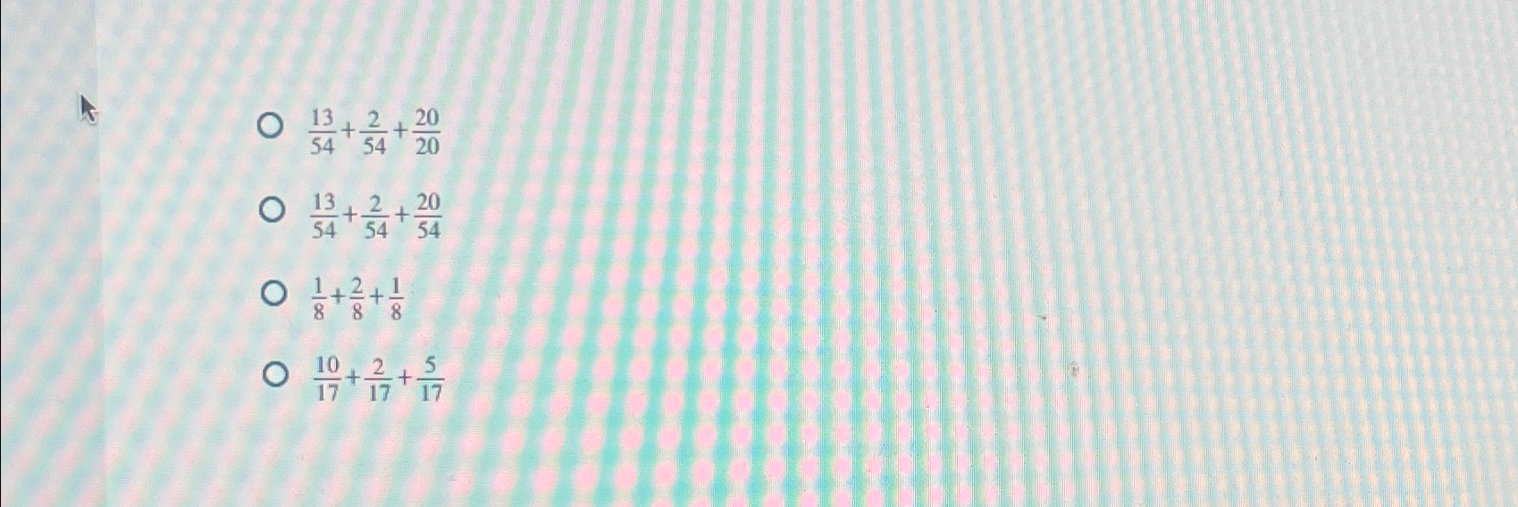 Solved 1354+254+20201354+254+205418+28+181017+217+517 | Chegg.com