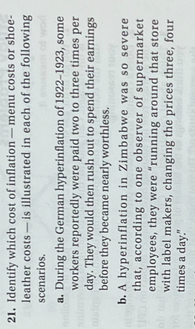 Solved Identify which cost of inflation - ﻿menu costs or | Chegg.com