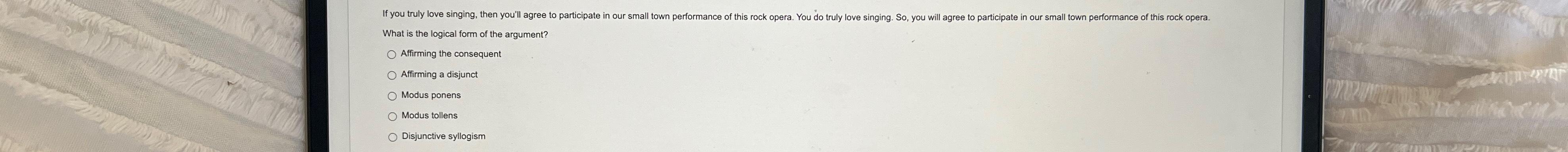 Solved What is the logical form of the argument?Affirming | Chegg.com