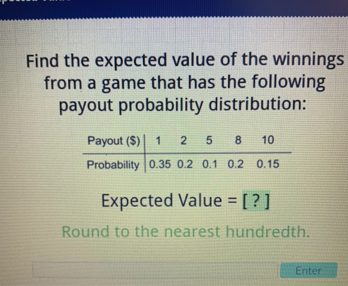 Solved Find the expected value of the winnings from a game | Chegg.com