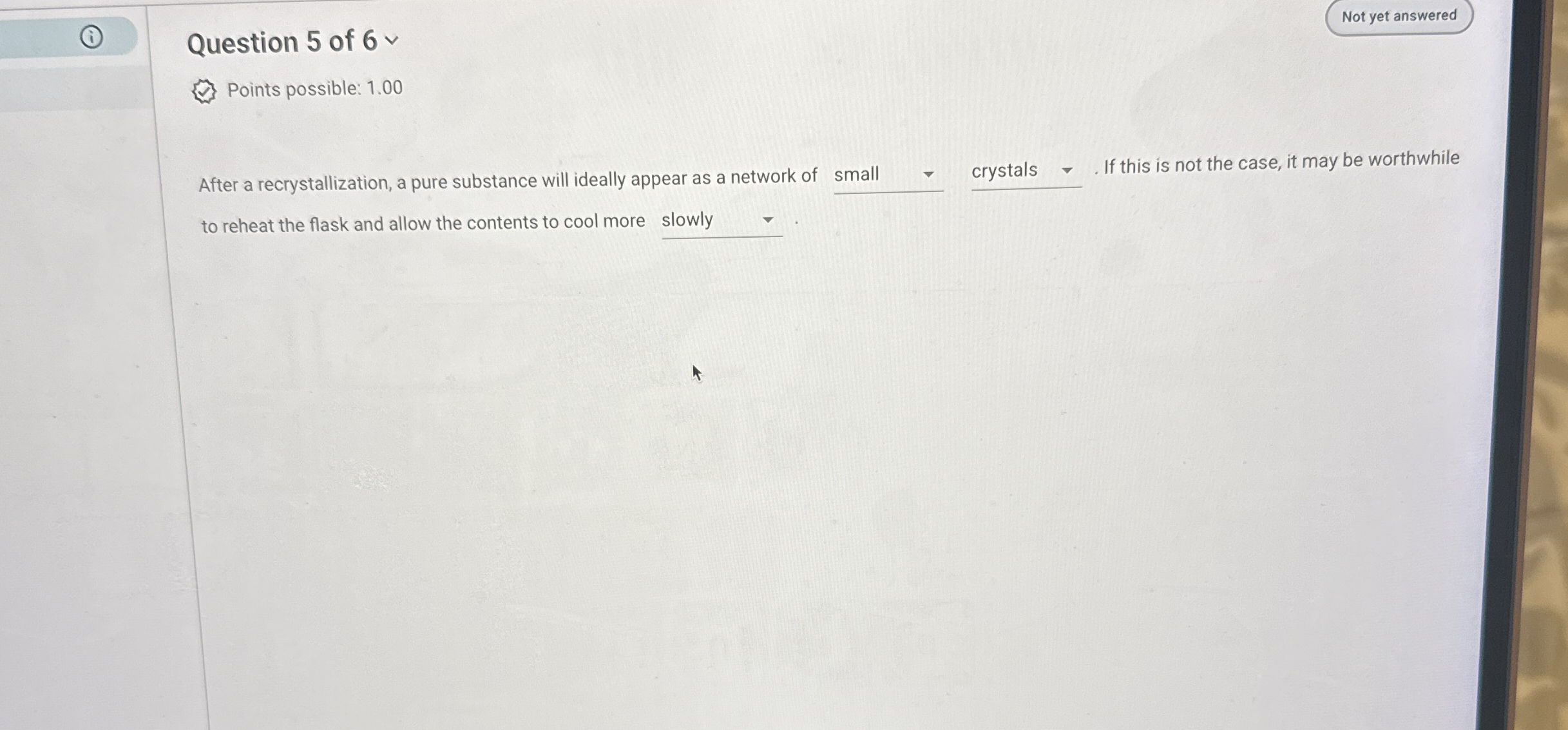 Solved Question 5 ﻿of 6vvPoints possible: 1.00After a | Chegg.com