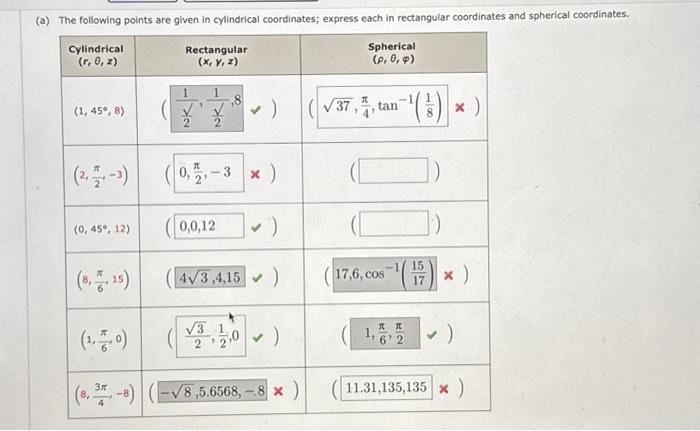 Solved (a) The following points are given in cylindrical | Chegg.com