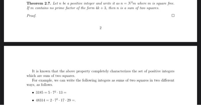 Solved Theorem 2.7. Let n be a positive integer and write it | Chegg.com