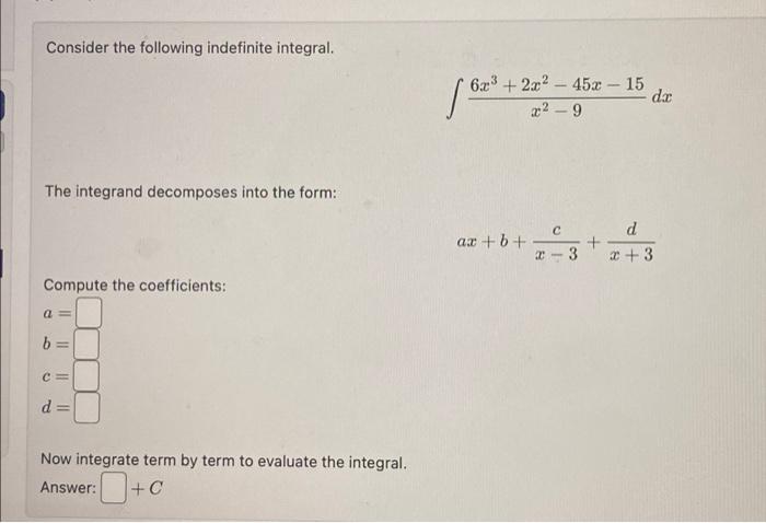 Solved Consider the following indefinite integral. The | Chegg.com