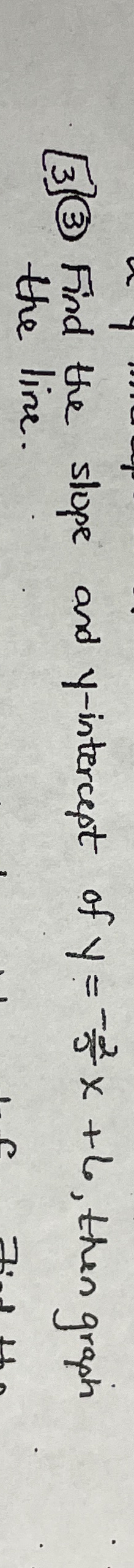 Solved 3 Find the slope and y-intercept of y=-23x+6, then | Chegg.com Solved 3 Find the slope and y-intercept of y=-23x+6, then | Chegg.com
