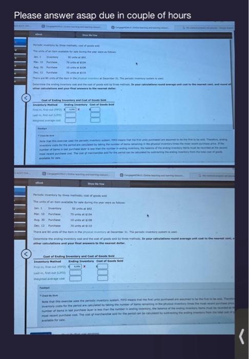 Please answer asap due in couple of hours | Chegg.com