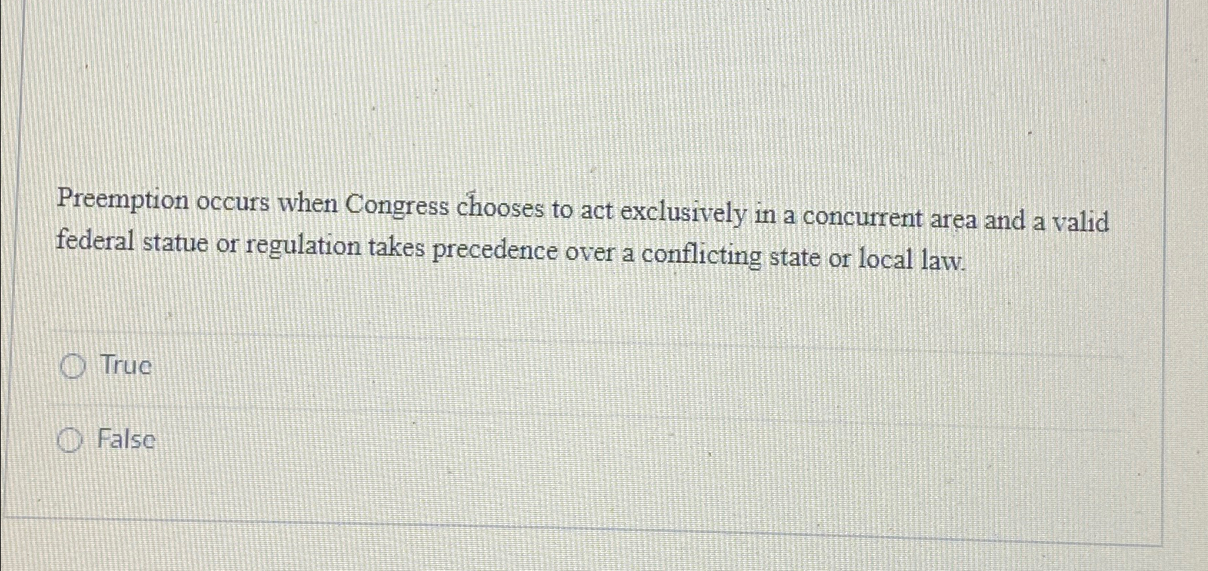 Solved Preemption occurs when Congress chooses to act | Chegg.com