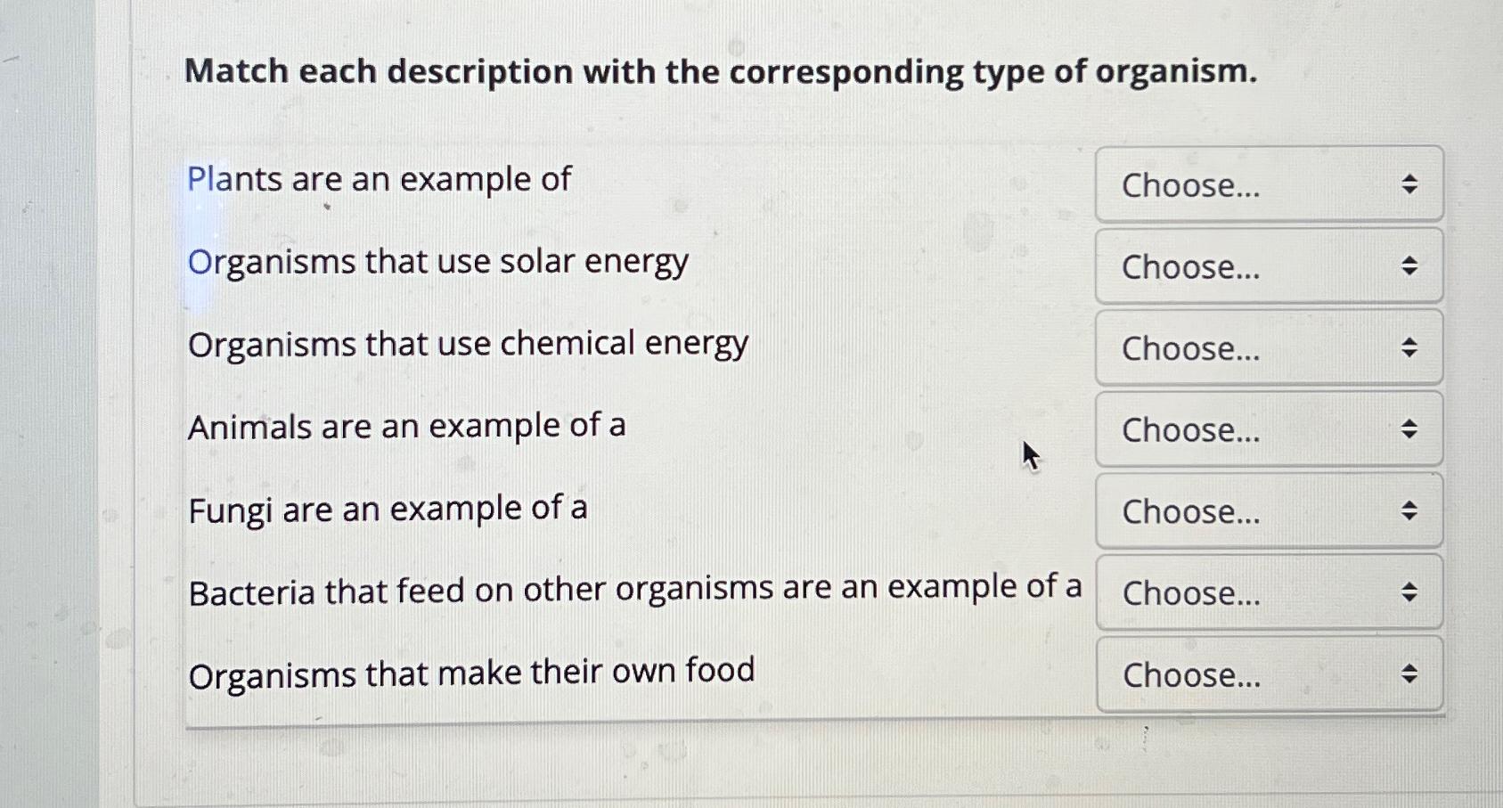 Solved Match each description with the corresponding type of | Chegg.com