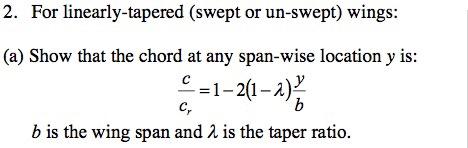 2. For linearly-tapered (swept or un-swept) wings: | Chegg.com
