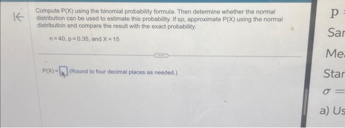 Compute P(X) using the binomial probability formula. | Chegg.com