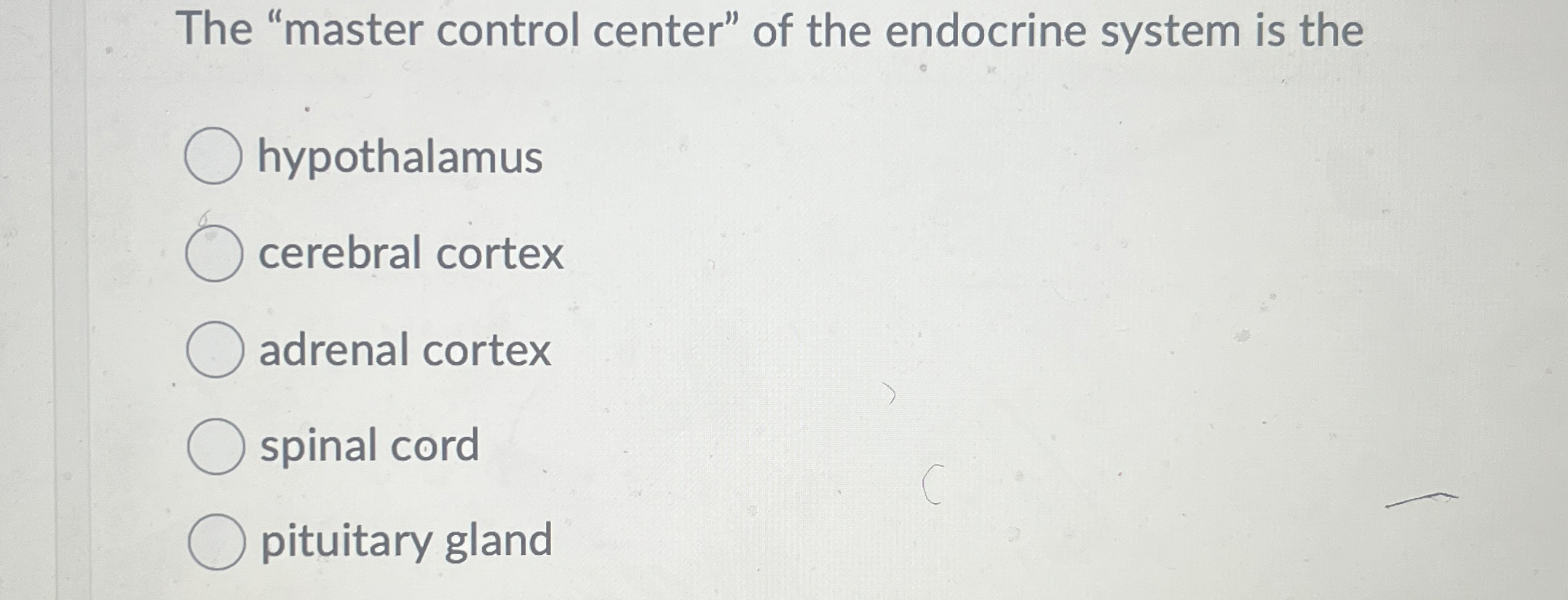 Solved The "master control center" of the endocrine system | Chegg.com