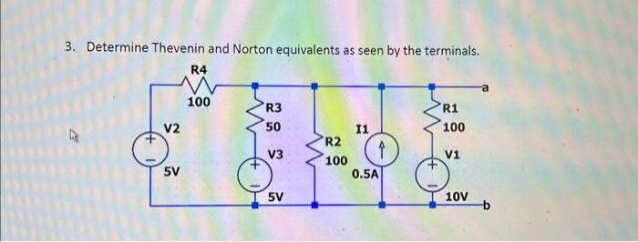Solved 3. Determine Thevenin and Norton equivalents as seen | Chegg.com