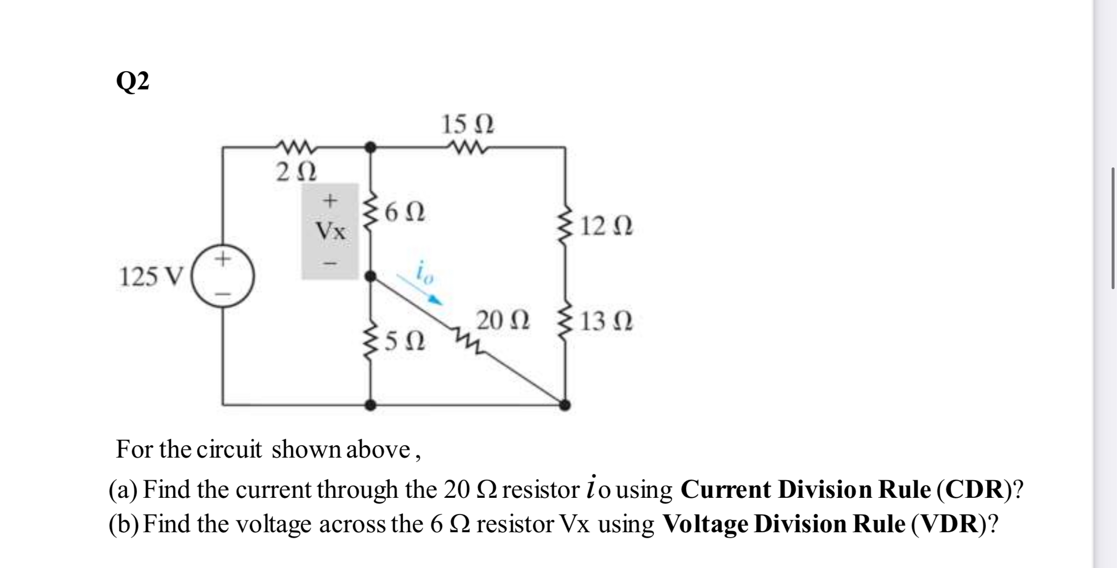 Solved Q2For the circuit shown above,(a) ﻿Find the current | Chegg.com