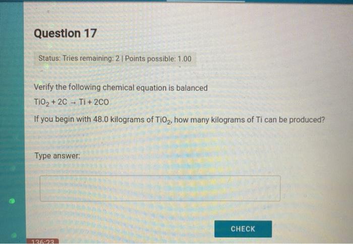 Solved Question 16 Status: Tries remaining: 21 Points | Chegg.com