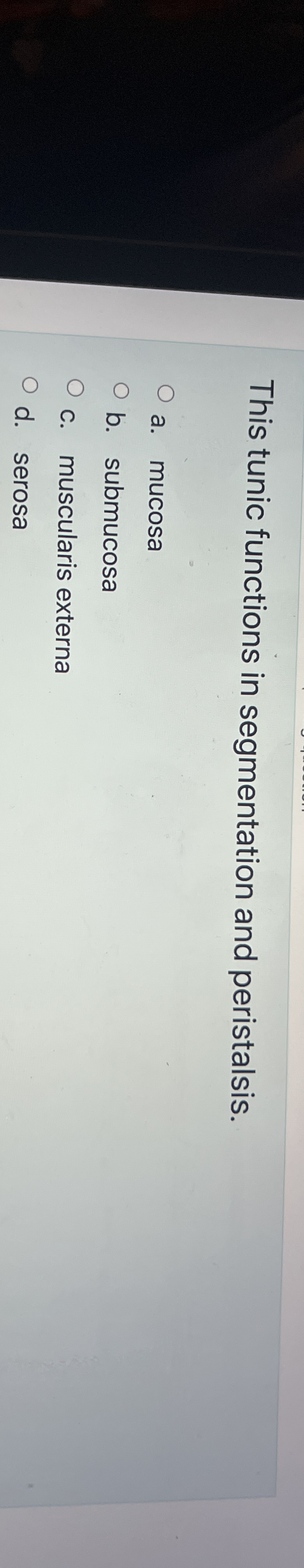 Solved This tunic functions in segmentation and | Chegg.com