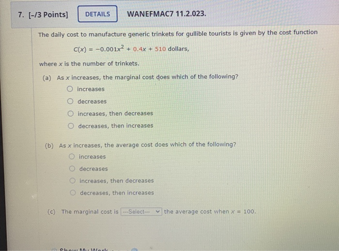 Solved PRAC [-/2 points) DETAILS WANEFMAC7 11.2.022. MY | Chegg.com Solved PRAC [-/2 points) DETAILS WANEFMAC7 11.2.022. MY | Chegg.com
