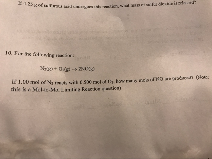 Solved If 4.25 g of sulfurous acid undergoes this rous acid | Chegg.com