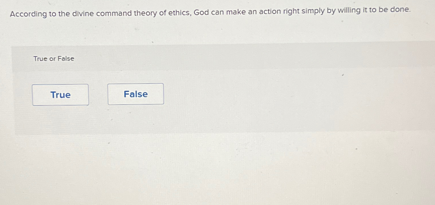 Solved According to the divine command theory of ethics, God | Chegg.com
