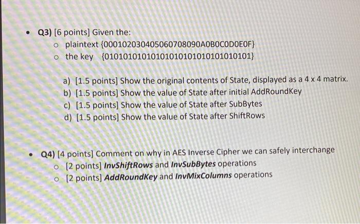 Solved Q3) [6 points] Given the: plaintext | Chegg.com