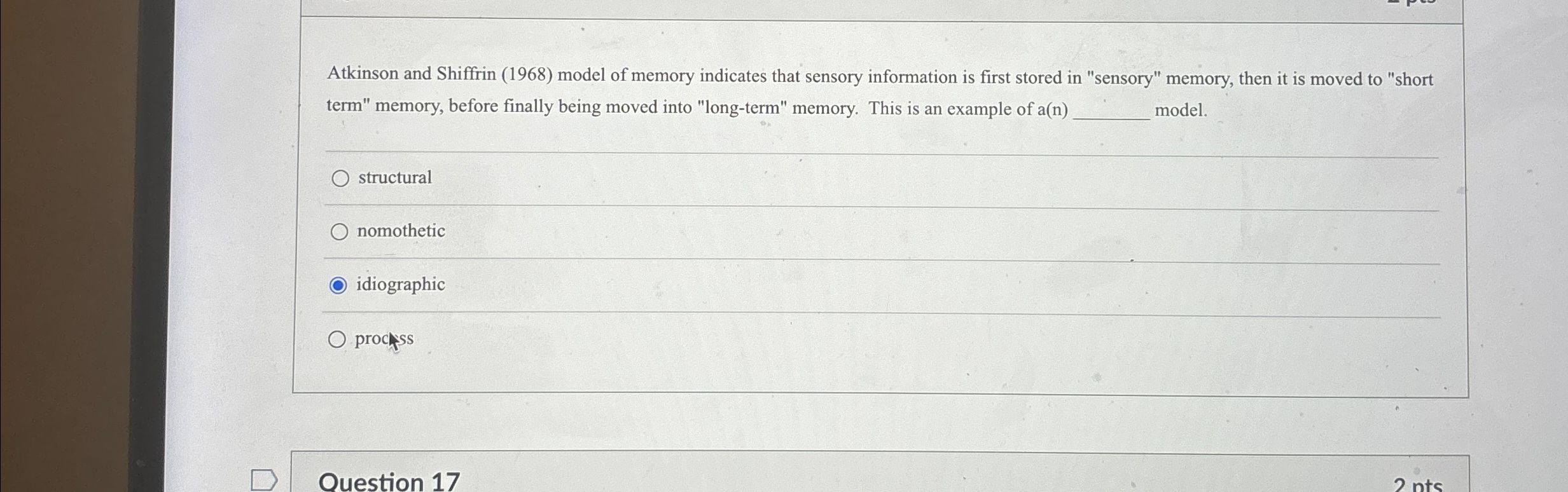 Solved Atkinson and Shiffrin (1968) ﻿model of memory | Chegg.com