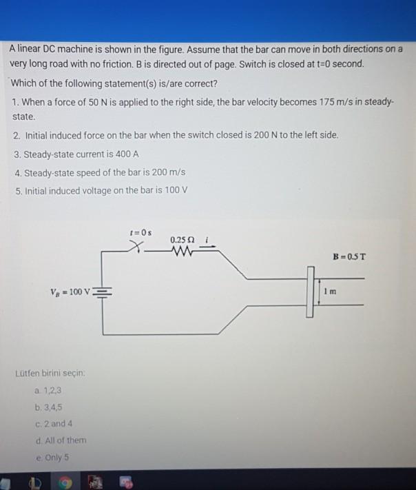 Solved A linear DC machine is shown in the figure. Assume | Chegg.com