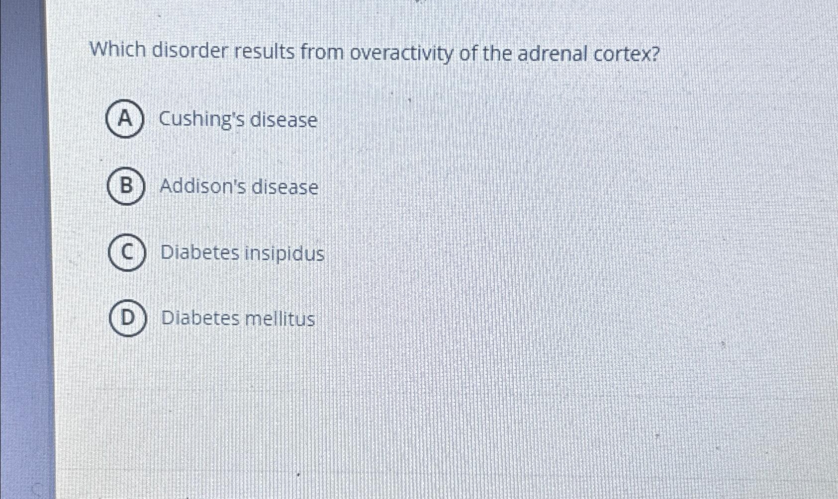 Solved Which disorder results from overactivity of the | Chegg.com