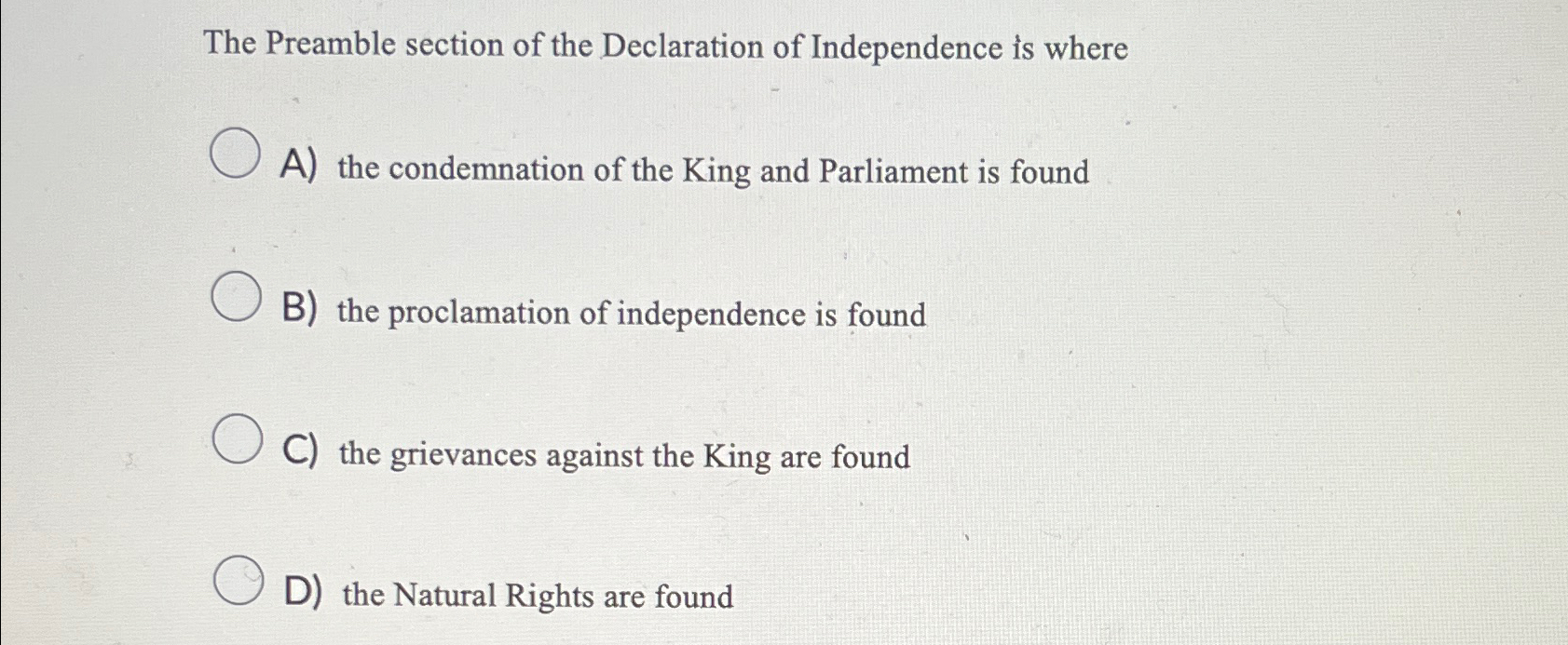 Solved The Preamble section of the Declaration of | Chegg.com