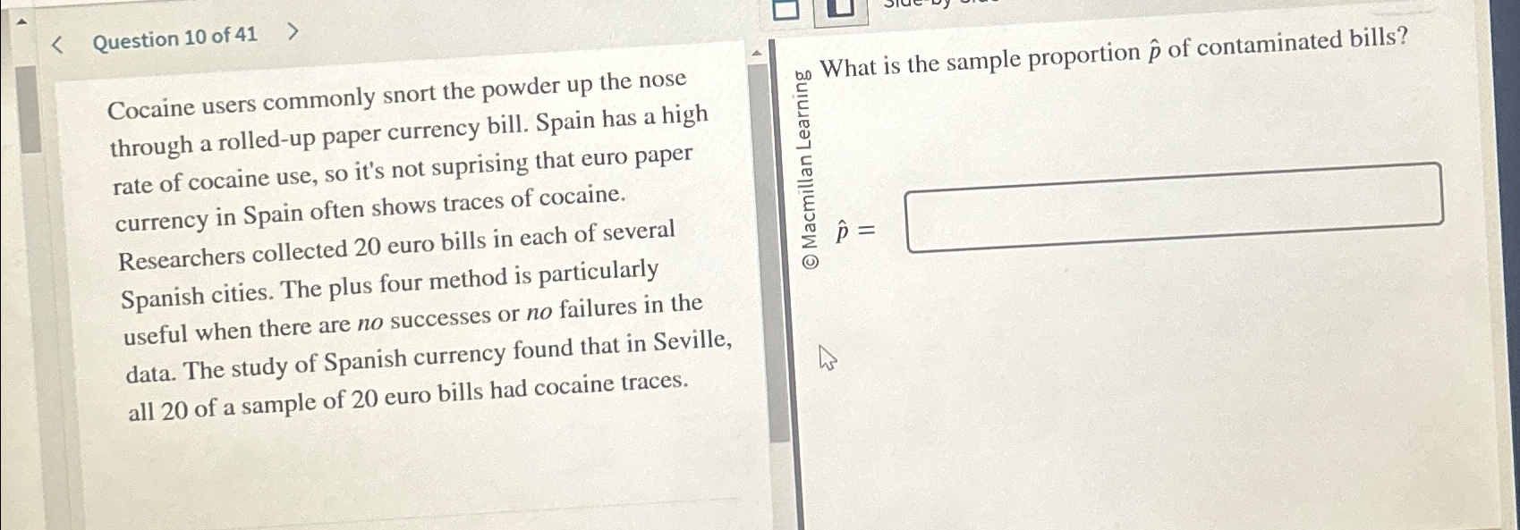Solved Question 10 ﻿of 41Cocaine users commonly snort the | Chegg.com