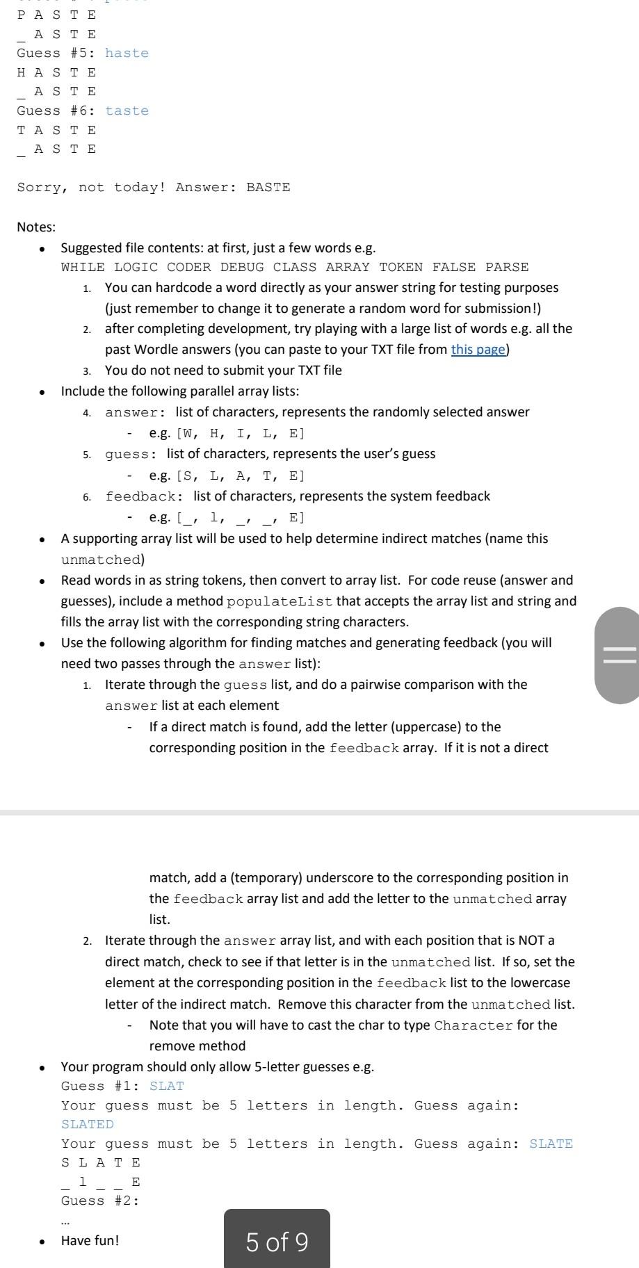 Solved PASTE - ASTE Guess \#5: haste H A S T E - A S T E | Chegg.com