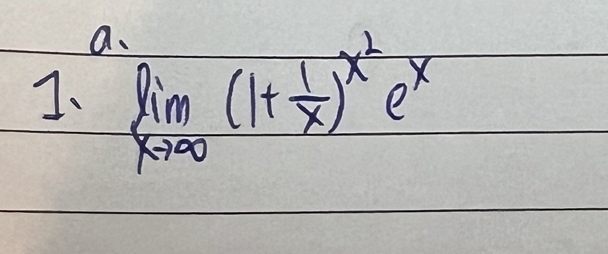 Solved limx→∞(1+1x)x2ex | Chegg.com