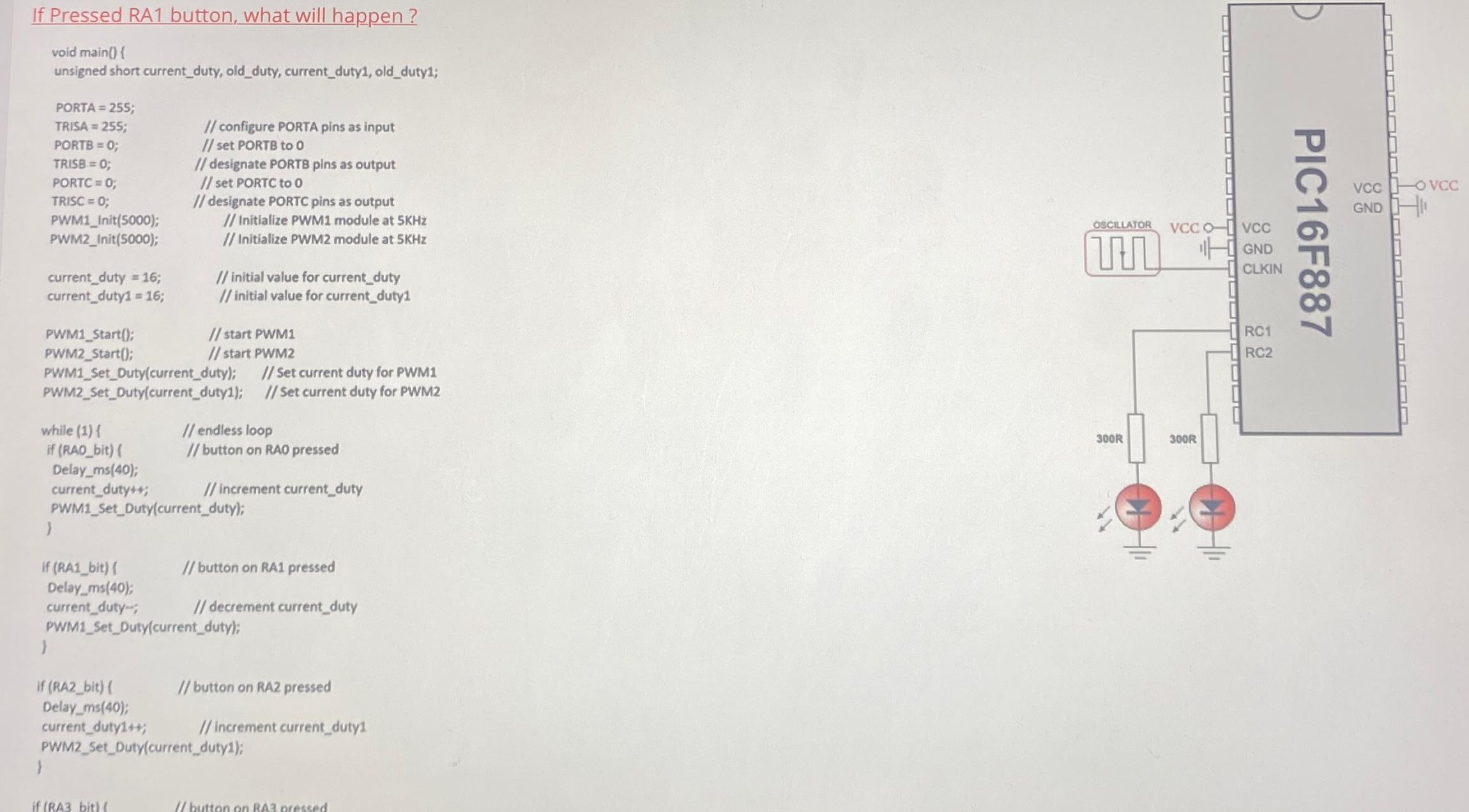 Solved If Pressed RA1 ﻿button, what will happen?void | Chegg.com