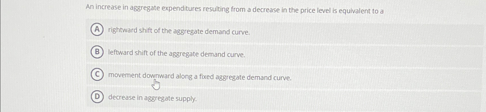 Solved An increase in aggregate expenditures resulting from | Chegg.com