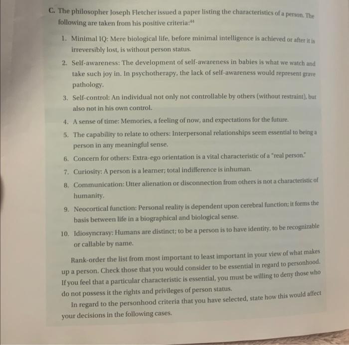 C. The philosopher Joseph Fletcher issued a paper | Chegg.com