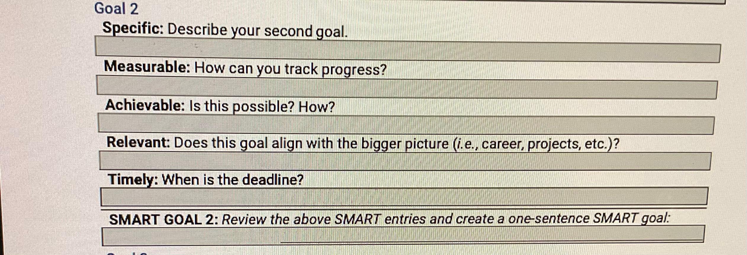 Solved Goal 2Specific: Describe your second goal.Measurable: | Chegg.com