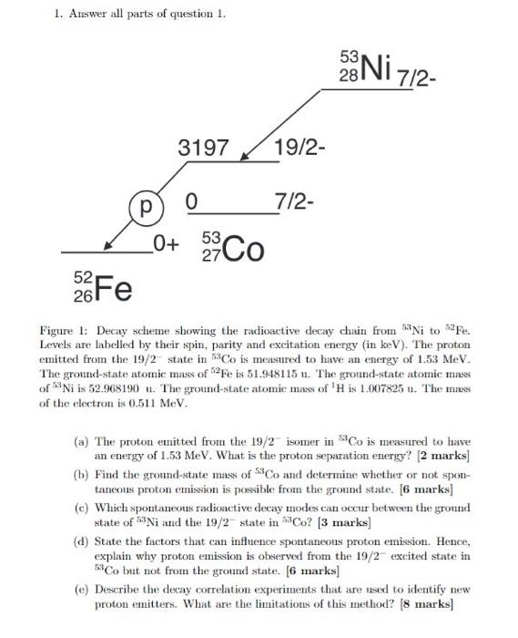 Solved 1. Answer all parts of question 1. Figure 1: Decay | Chegg.com