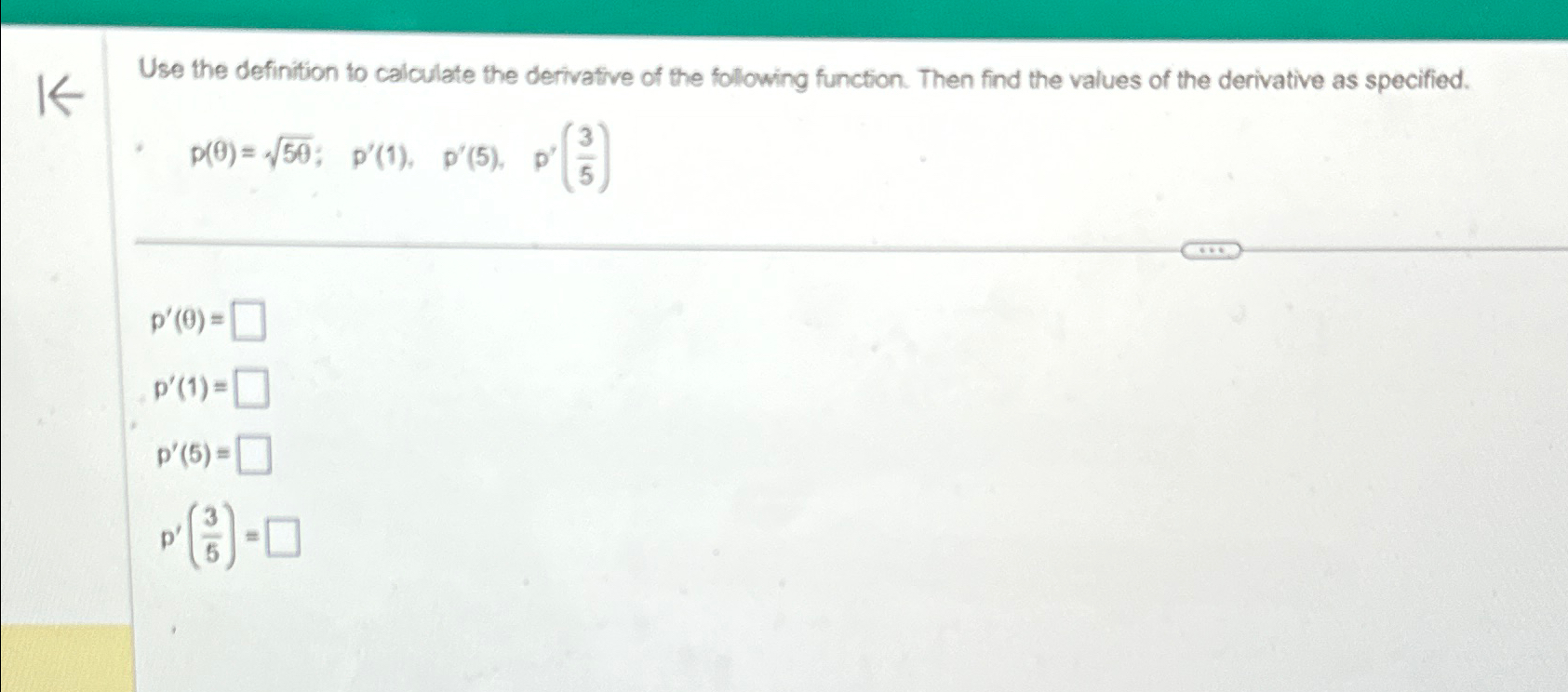 Solved Use the definition to calculate the derivative of the | Chegg.com