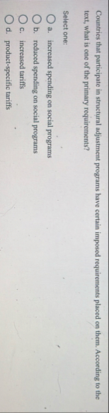 Solved Countries that participate in structural adjustment | Chegg.com