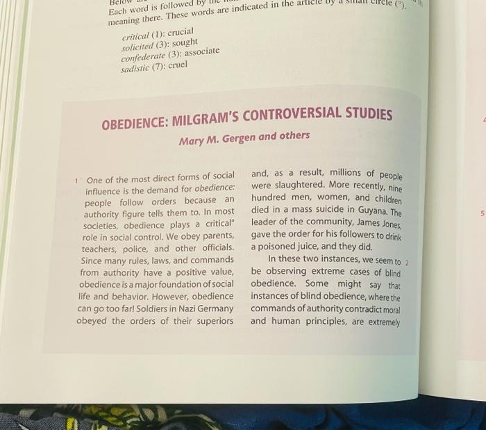 Solved cle). Each word is followed meaning there. These | Chegg.com