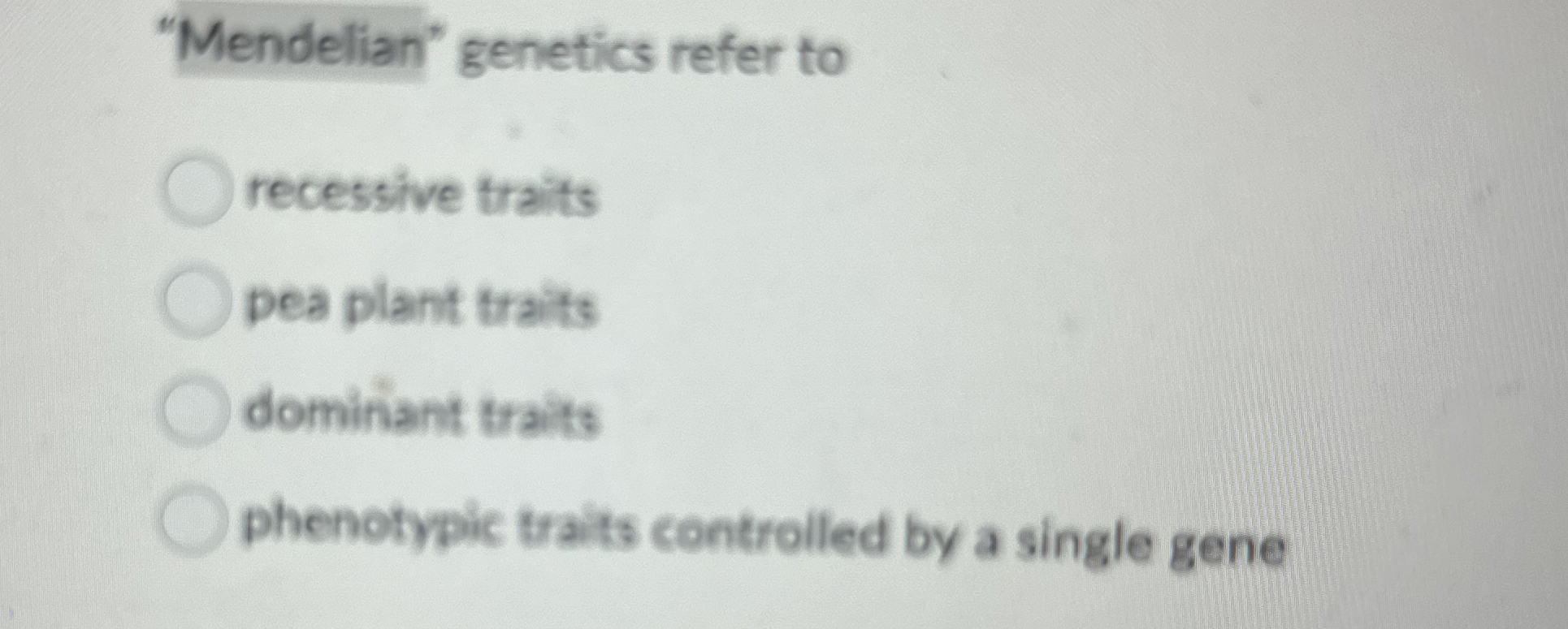 Solved "Mendelian" genetics refer torecessive traitspea | Chegg.com