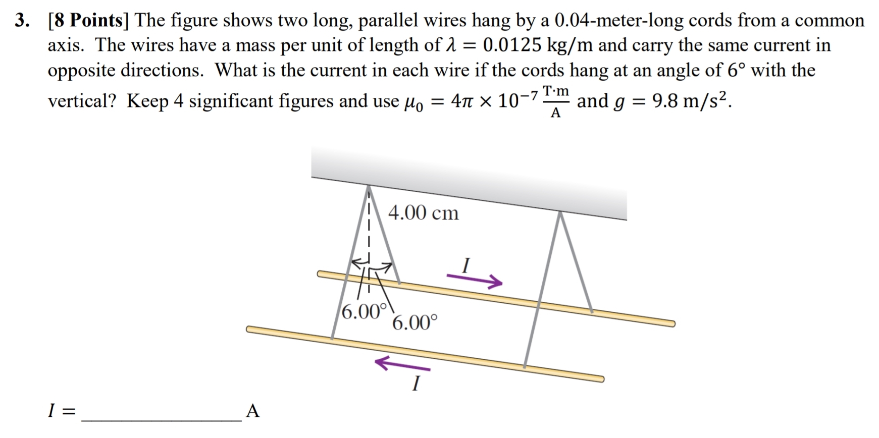 Solved [8 ﻿Points] ﻿The figure shows two long, parallel | Chegg.com