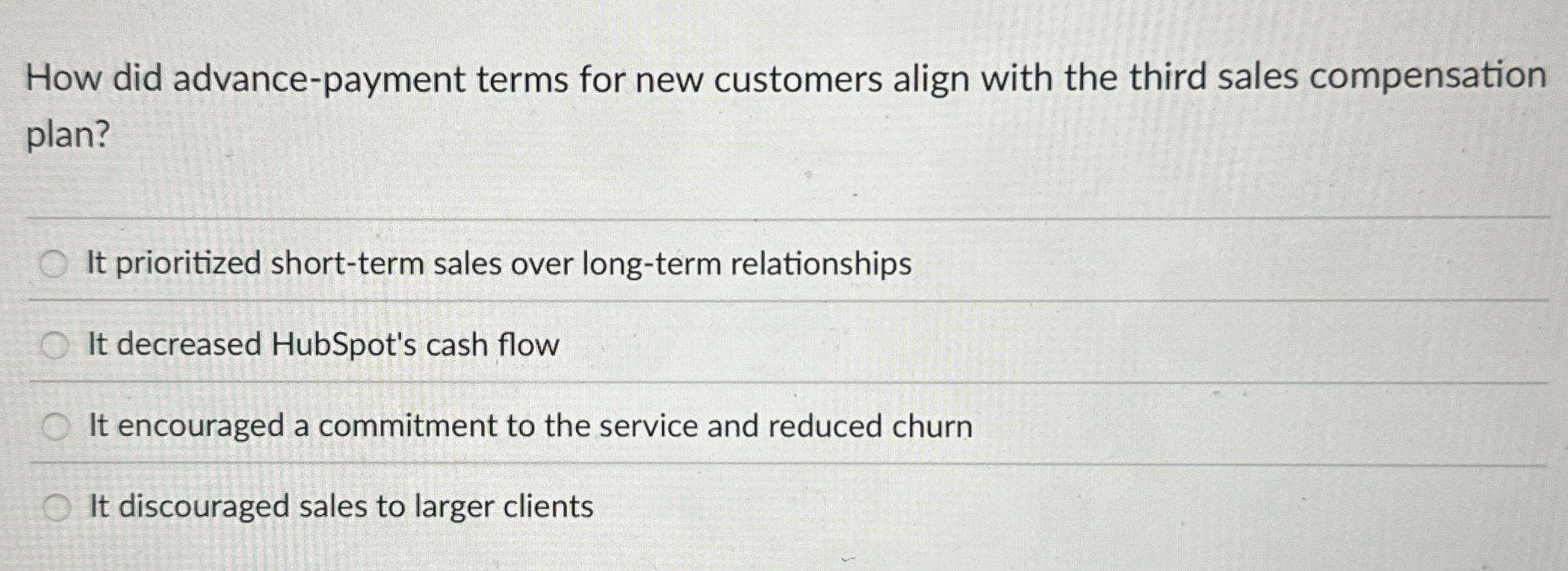 Solved How did advance-payment terms for new customers align | Chegg.com