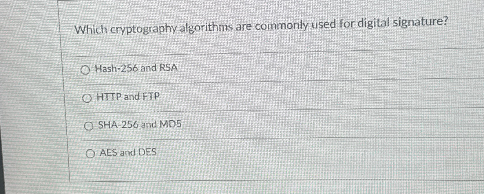 Solved Which cryptography algorithms are commonly used for | Chegg.com