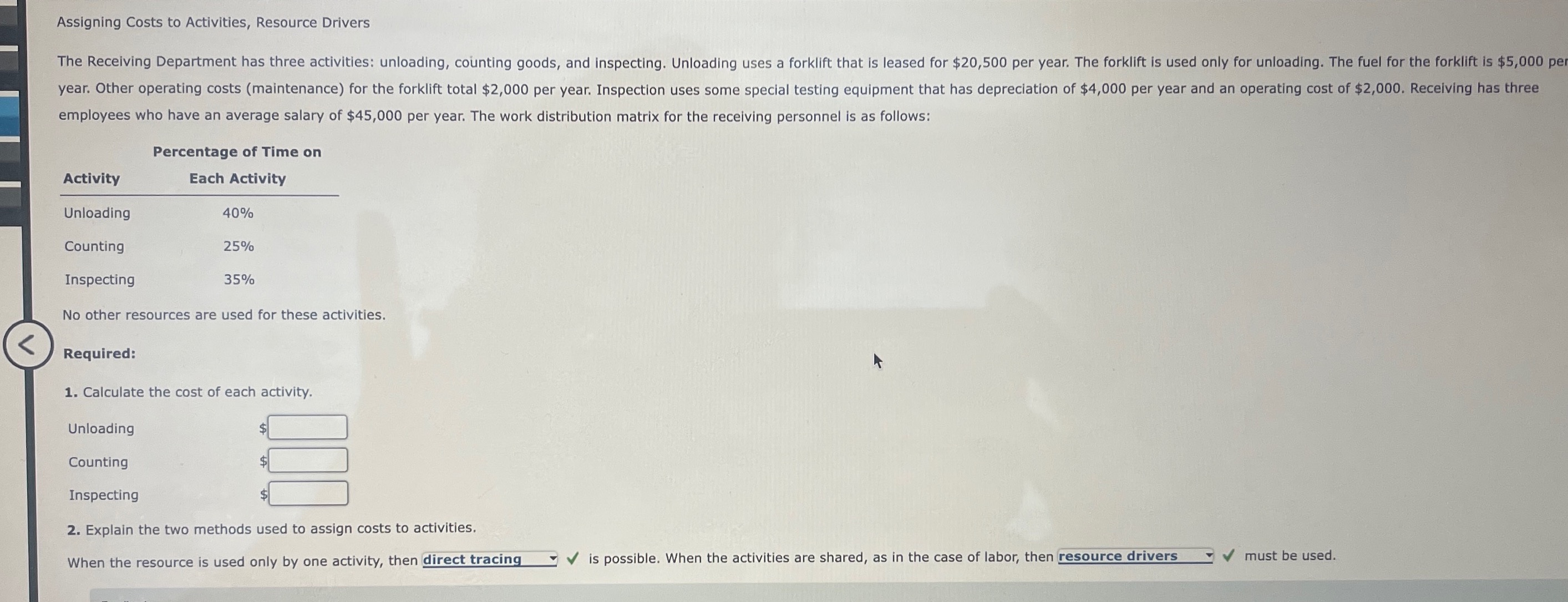 Solved Assigning Costs to Activities, Resource Drivers | Chegg.com